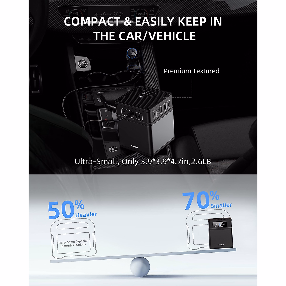 Portable Power Satation, imuto 138.3Wh Mini Solar Battery Generator with 110V AC Outlet (Sold Separately) Emergency Laptop External Battery Backup Electric Solar Generator Camping TV Freezer Projector