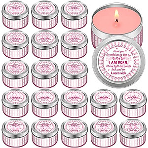 24 Packs Baby Shower Favors Scented Candles 2.5 oz Tea Lights Small Wax Soy Candles with Lids Burning Light Baby Shower Candles Gifts for Guests Girl Baby Shower Party Favors Bulk Gender Reveal, Pink