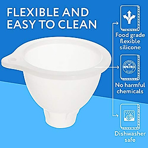 2 Pack Funnel for Squeeze Bottles - Wide Funnel Opening for Squeeze Bottles Like FIFO- for Ice, Dressing, Batter, Thick Sauces, Paint etc Flexible Silicone – No BPA 3.25” Top Diameter 1.25”