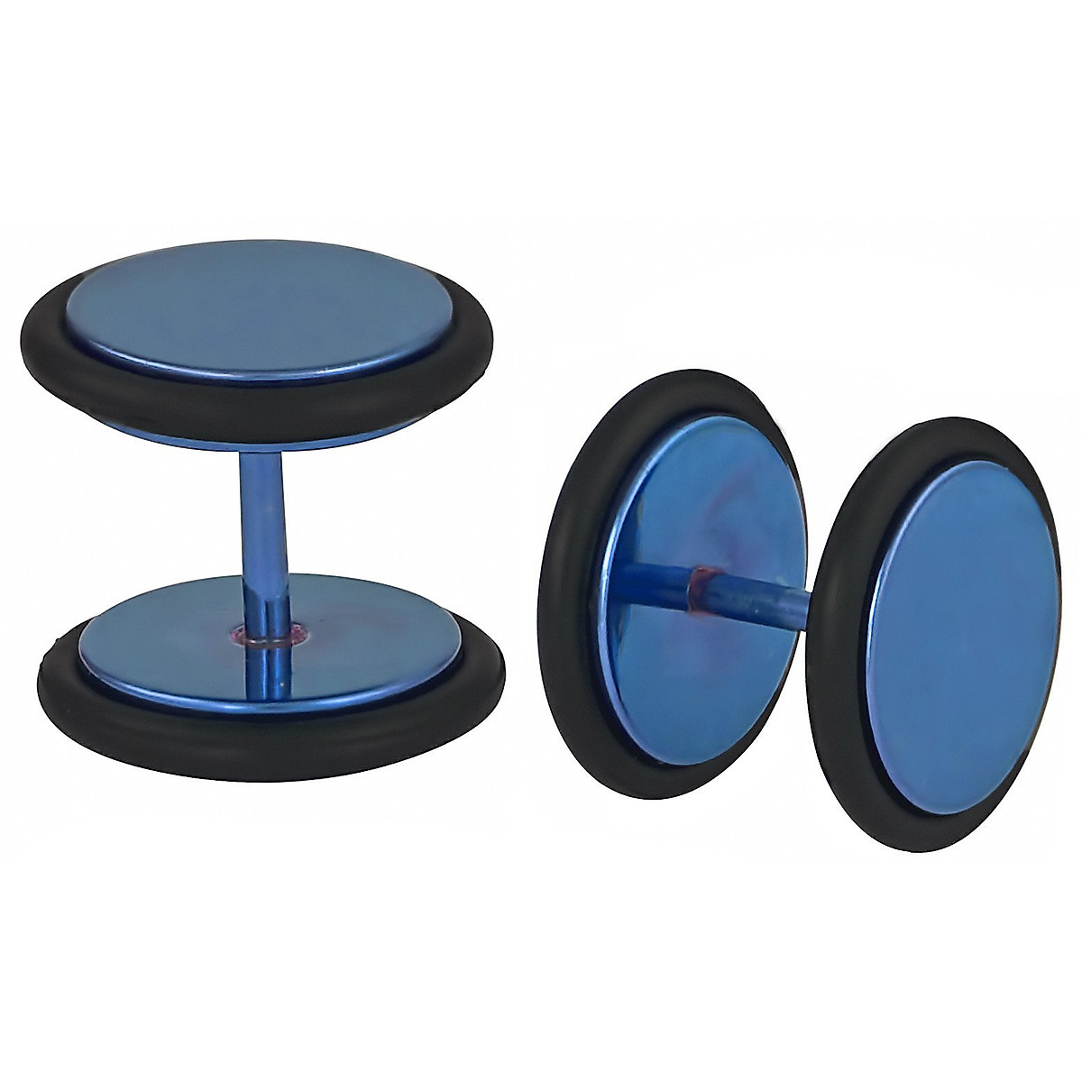 Forbidden Body Jewelry 16g 10mm Titanium IP Blue Surgical Steel Cheater Plug Earrings, Fake 00 Gauge Earrings