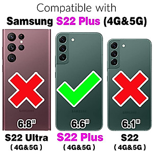 Phone Case for Samsung Galaxy S22 Plus S22+ 5G Wallet Cover with Screen Protector and Wrist Strap Lanyard RFID Credit Card Holder Ring Stand Cell Accessories S22+5G S22plus 22S + S 22 22+ Women Pink