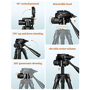 JOILCAN Phone Tripod Stand, 68" Tripod for iPad iPhone Tablet with Remote Universal Holder Carry Bag, Travel Aluminum Tripod for Video Recording Photos Vlogging Compatible with iPad Pro iPhone Camera