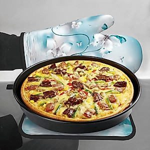 Butterfly Oven Mitts and Pot Holders Sets, Teal Oven Gloves Hot Pads Kitchen Heat Resistant Potholders for Cooking Baking Grilling BBQ