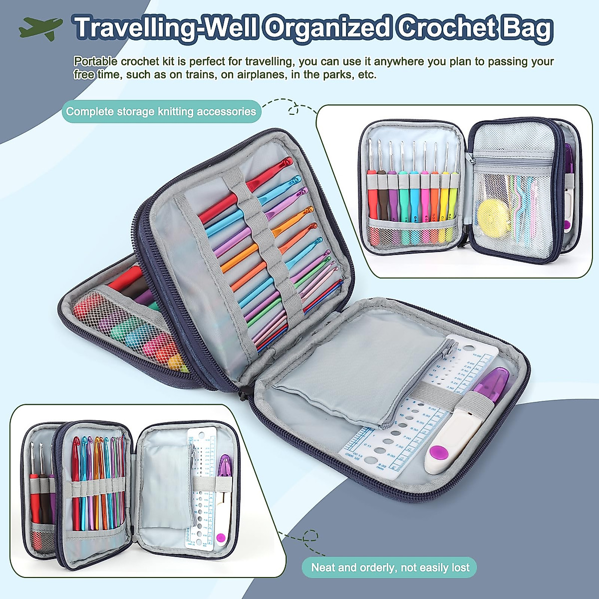 Katech 85-Piece Crochet Hooks Set, Crochet Hook Kit with Storage Case, Ergonomic Knitting Needles Weave Yarn Kits DIY Hand Knitting Craft Art Tool for Beginners and Experienced Crochet Lovers