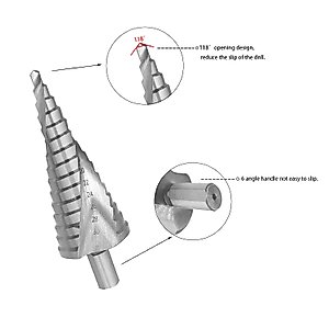 BQKKWIN 3PCS Titanium Step Drill Bit Set with Automatic Center Punch, 29Sizes in 3 High Speed Steel Drill Bits Set ，1/4" Triangular Shank Drive （with Box）