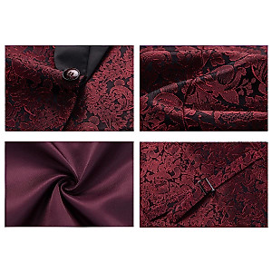 Mens Tuxedo Suits Slim Fit 3 Piece Formal Skinny Tuxedo Suit Set Shawl Lapel Paisley Suits Men for Wedding Prom Red