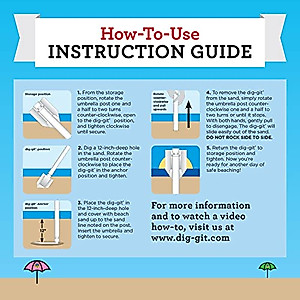 dig-git Best Beach Umbrella Sand Anchor and Umbrella The Solution to securing Beach Umbrellas
