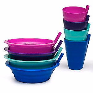 Klickpick Home Cereal Bowls with Straws and Kids Straw Cups - Set of 4 Bowls with Straws for Kids, and 4 Straw Cups for Kids BPA Free Dishwasher Safe Great for Kids and Toddlers