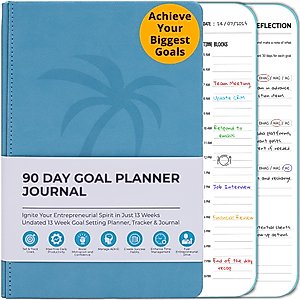 90 Day Goal Setting Journal, Track Progress Daily, Multiple Use Cases, One Journal for All