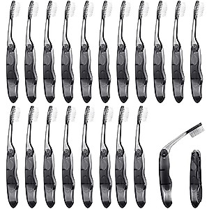 100 Pack Travel Toothbrushes Individually Wrapped Folding Toothbrush Bulk Clear Black Portable Toothbrush with Soft Medium Bristles Smell Pocket Toothbrush for Travel Camping Business School Office