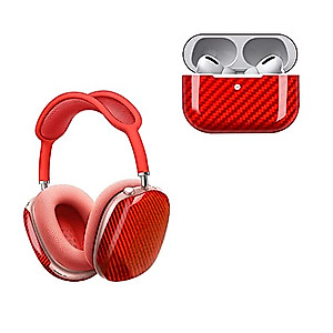 Carbon Fiber Case for AirPods Max and AirPods Pro Glossy Red