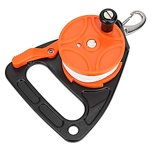 Diving Reels, 150ft Dive Reel, Diving Line Reel Diving Equipment with Handle Card Position PP Rope Combination for Wreck Equipment Underwater Diving/Cave Drift Diving(Orange)
