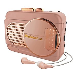 Studebaker Walkabout II Walkman Personal Stereo Cassette Player with AM/FM Radio and Built-in Speaker (Rose Gold)