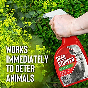Deer Stopper Repellent - Safe & Effective, All Natural Food Grade Ingredients; Repels Deer Elk, and Moose; Ready to Use, 32 oz. Trigger Spray Bottle
