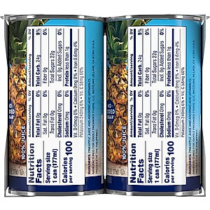 Dole 100% Pineapple Juice, No Added Sugar, Excellent Source of Vitamin C, 100% Fruit Juice, 6 Fl Oz (Pack of 6), Packaging May Vary