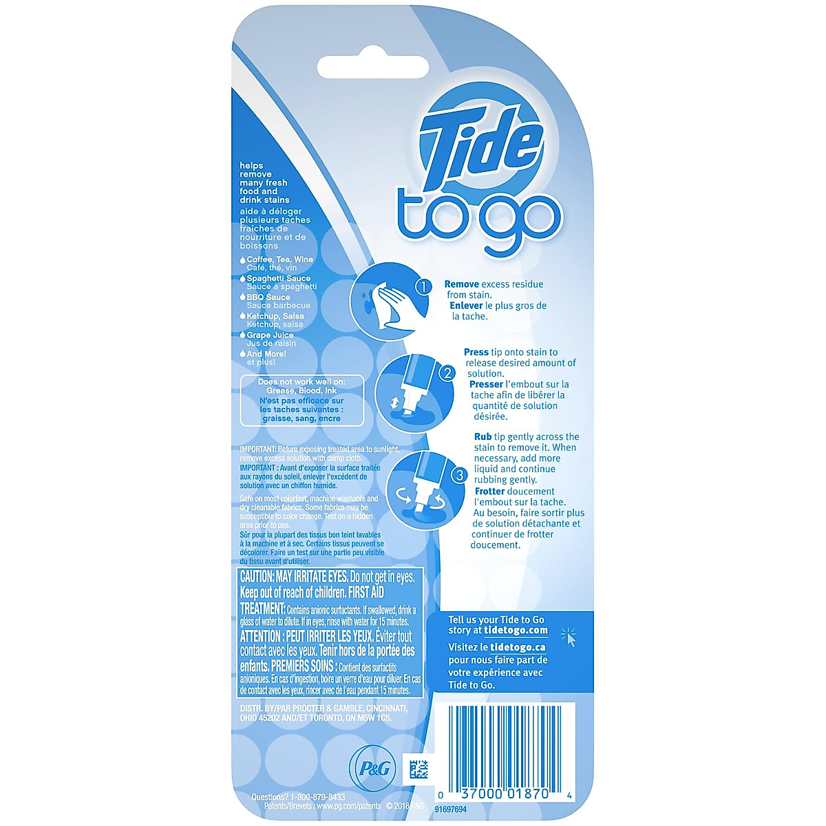 Tide Liquid Stain Remover for Clothes, Tide To Go Pen, Instant Spot Remover for Clothes, Travel & Pocket Size, 1 Count