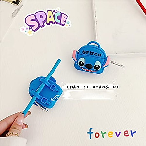 Cute Stitch Backpack Case for Airpod 3rd Generation, Soft Silicone Airpod 3 Charging Case with Lanyard Keychain Fashion Funny Cartoon Shoulder Bag Protective Design Skin for Girls Women Airpod 3 case