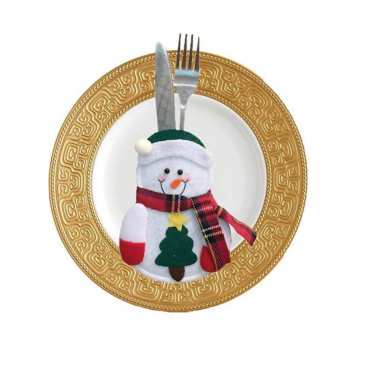 BESTOYARD Christmas Tableware Holder Silverware Holders Pockets Knifes Forks Bag Snowman Santa Claus Elk Decor for Xmas Dinner Table Decorations 6pcs