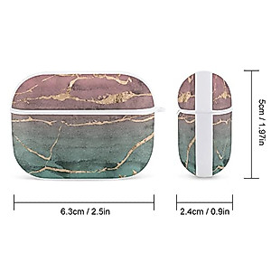 AirPods Pro Case Cover Pink Gradient Sliced Marble Rose Metallic Abstract Ombre Art Apple Airpod Pro Case TPU Shockproof Hard Case Compatible Airpods Pro Charging Case Protective Cover with Keychain