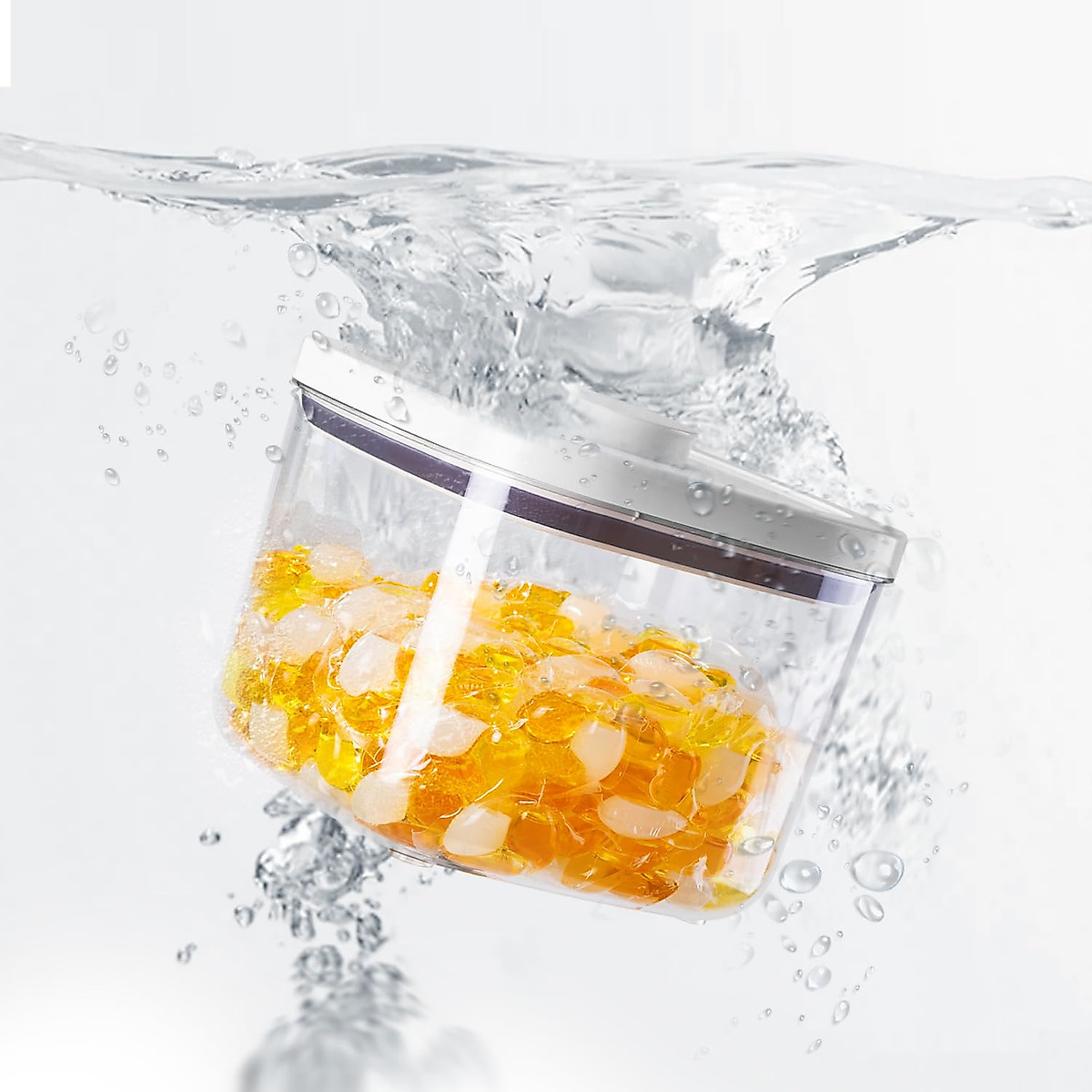 LivLab Laundry Pod Container - 260 Capacity Laundry Detergent Pod Bin with Lid for Laundry Room Organization, Laundry Detergent Dispenser, Translucent