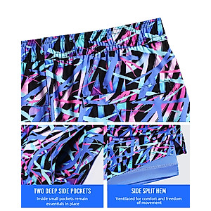 maamgic Mens 5" Gym Running Shorts for Men 2 in 1 Quick Dry Workout Athletic Shorts Colorful Blue Small