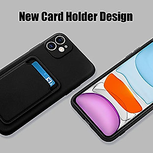 MZELQ Wallet Case for iPhone 11 (6.1 inch), Card Holder Camera Protection Cover for iPhone 11 + Screen Protector, Soft Slim Card Slot Case Compatible with iPhone 11 Phone Case -Black