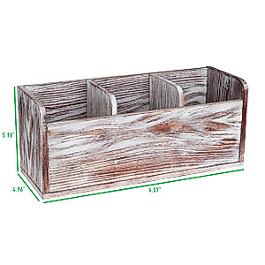 Mind Reader Vertical Flatware Holder, Painted Wood, Brown Utensil Organizer, One Size