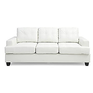 Glory Furniture Sandridge Faux Leather Sofa in White