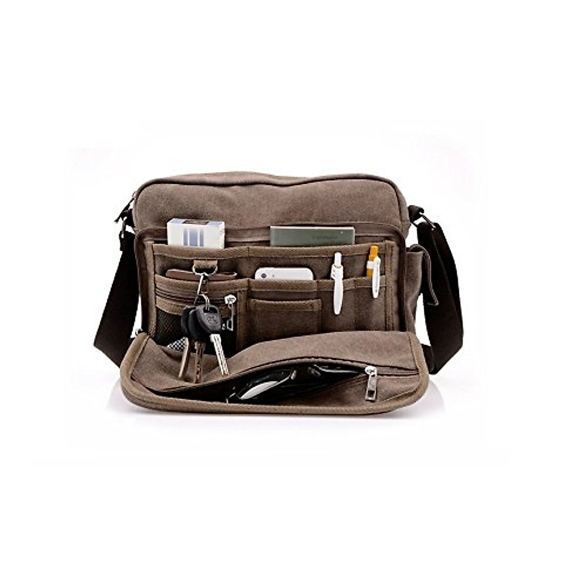 SCL Men's Classic Messenger Canvas Bags Cross Body Satchel Bag Shoulder Bag (Brown)