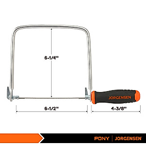 JORGENSEN Pro Coping Saw, Coping Frame and Extra 2pcs 6-1/2 Inch Replacement Blades Set for Woodworking, Plastic, Rubber, and Soft Metal Cutting