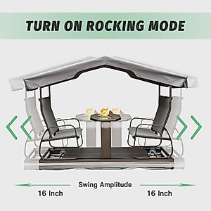 Domi 4-Seat Outdoor Glider Benches with Canopy, Retro Metal Glider Chair with Aluminum Frame, Patio Swing Chair for Outside,Garden,Lawn