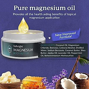 Magnesium Body Butter – Quick Ease for Tensed Legs, Tight Muscles & Sleep, Organic Ingredients with Pure Magnesium Oil, Exfoliating Topical Cream 4oz