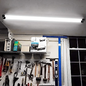 ZJOJO Linkable LED Shop Light for Garage, 4500lm 4FT 40W Utility Light Fixture for Workshop 6000K Daylight LED Workbench Light with Plug [250W Equivalent] Hanging or Surface Mount Black - 10Pack