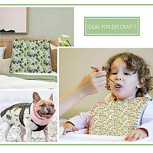 Aubliss 8pcs Fat Quarter Fabric Bundles 19.6'' x 19.6''(50cm x 50cm) Cotton Craft Fabric Pre-Cut Squares Sheets for Patchwork Sewing Quilting Fabric(Green Floral)