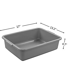 Inhouse 4-Pack Commercial Bus Tubs 13L, Plastic Bus Box/Tote, Grey