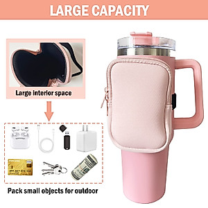 Water Bottle Pouch for Stanley 40oz, 30oz, 20oz Tumbler, Water Bottle Fanny Pack for Stanley, Running Water Bottle Handheld Caddy for Stanley Cup Accessories,Gym Accessories for Women Men(Light Pink)