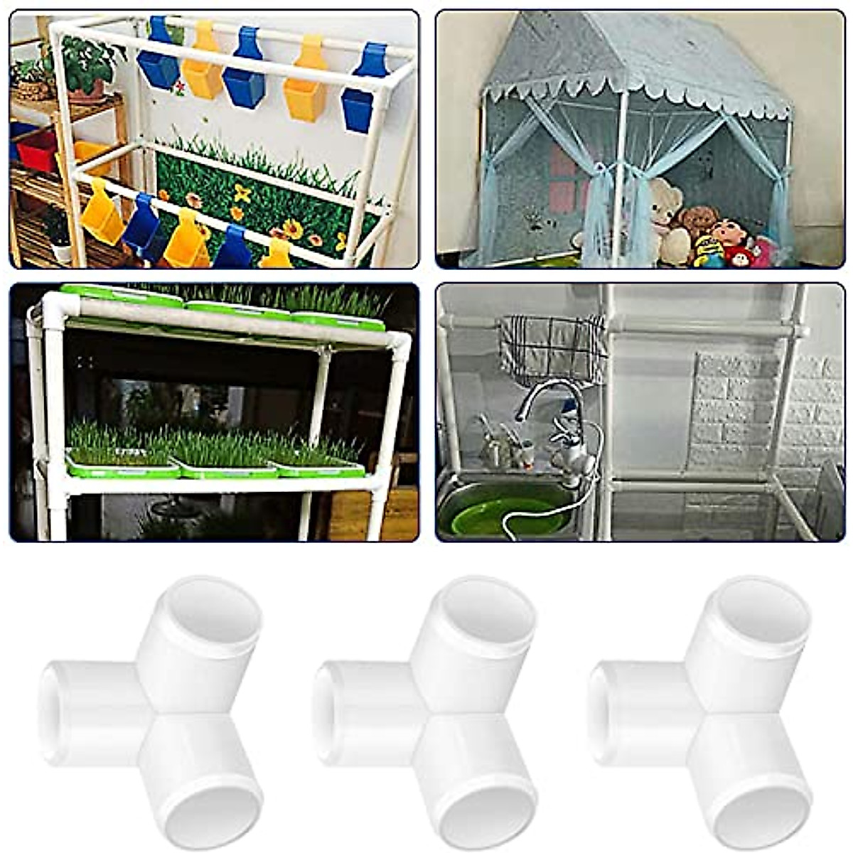 MAXSELL 24 pack 3 Way 1/2 inch PVC Fitting Corner Cross Elbow, 1/2" PVC Fitting Elbow for Greenhouse Shed Pipe, Tent Connection, Furniture Build Grade SCH40