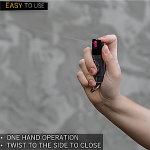 Police Magnum Mini Pepper Spray Self Defense- Small Discreet Pink OC Spray- 1 Pack 1/2oz Twist Lock Keyring (Pink Pocket Knife &Clear Sleeve)