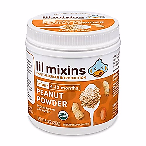 Lil Mixins Early Allergen Introduction Powder, Peanut | Baby Stage 1-3, For Infants & Babies 4-12 Mo., Support Healthy Food Tolerance | 8.5 Oz Jar, 4 Month Supply