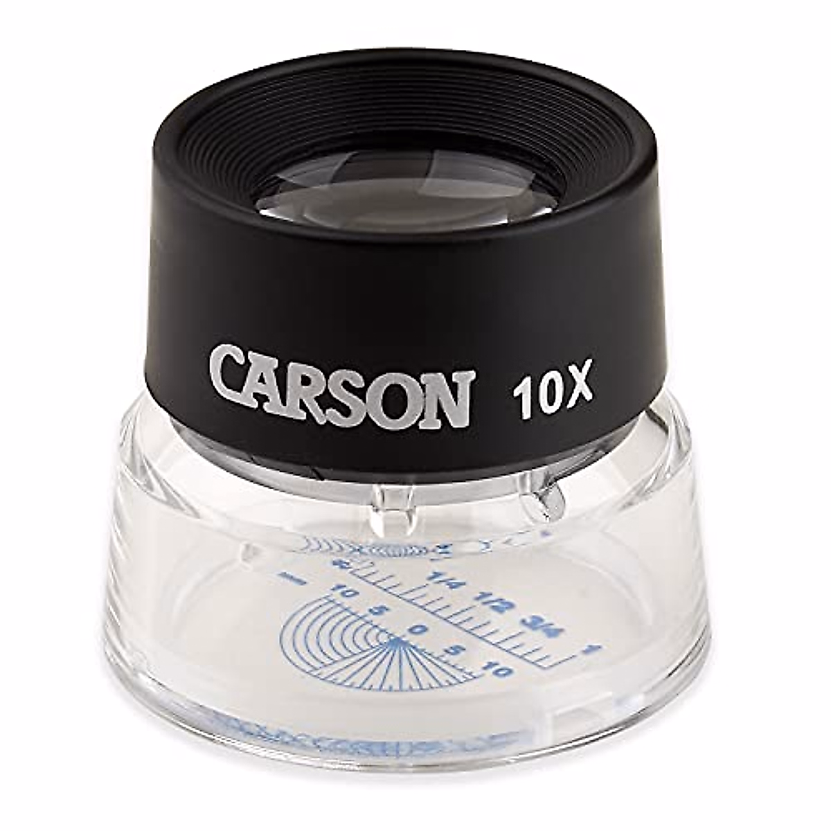 Carson LumiLoupe 10x Power Pre-Focused Stand Magnifier With Dual Lens and Snap-On Reticle (LL-20)