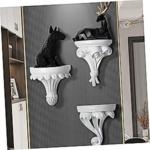 Cabilock Household All Holder Decorative Rack Living Pot Stand Shelves Art Room White Display Kitchen for Resin Baroque Wall-Mounted Retro Bookshelf Style Wall Flower Decoration Bracket
