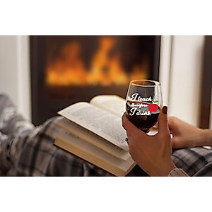 AW Fashions I Teach Therefore I Drink - Funny 15oz Wine Stemless Glass - Fun Unique Gift Idea for Teacher Professor Mentor or Tutor - Great Present for Teacher Appreciation Day from Student