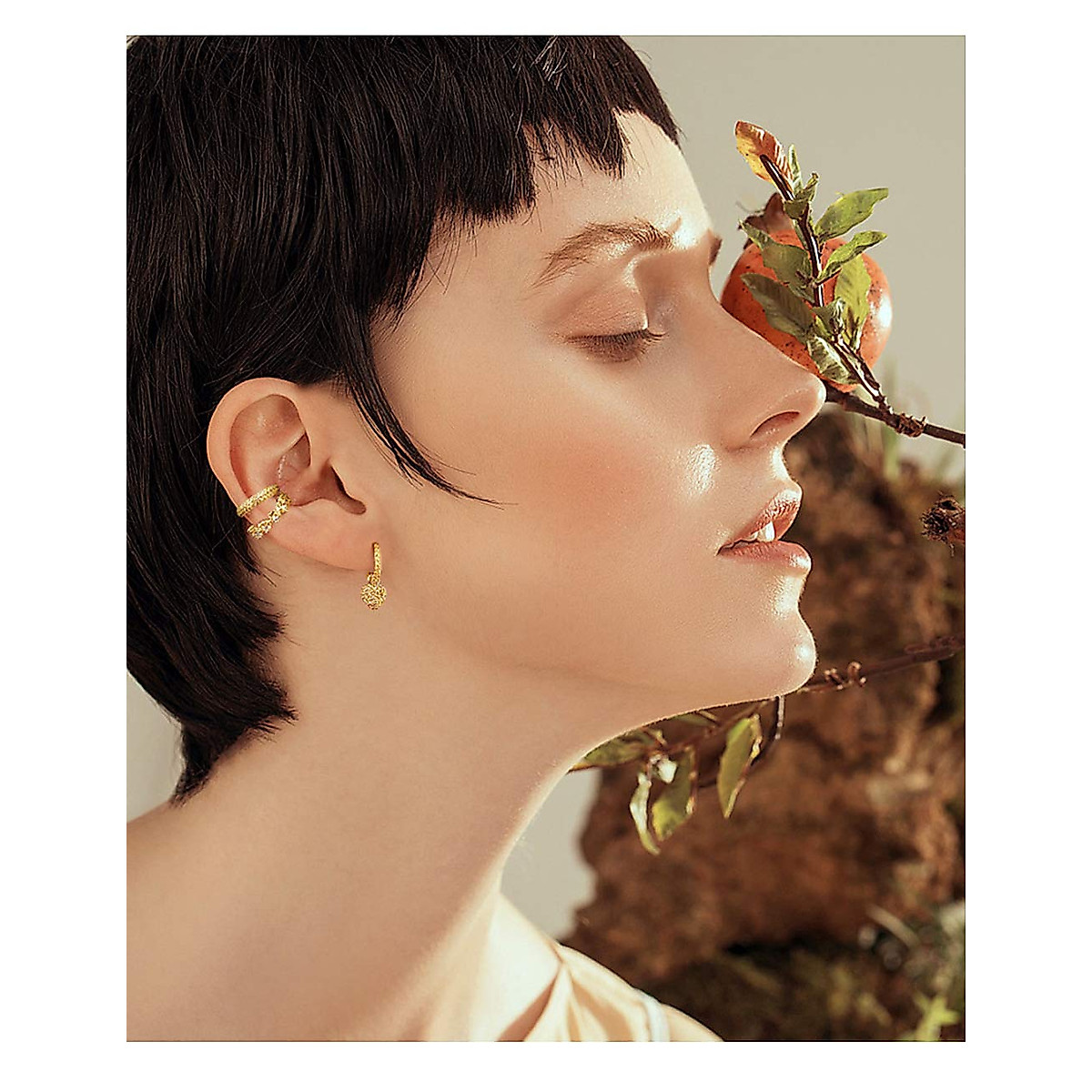 AnnBabic Ear Cuffs for Women - CZ Paved Hoop Conch Cuff Earrings for Ladies Men - Sparkle Rhinestones Clip On Wrap Earrings Non Pierced