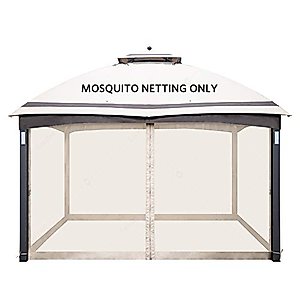 EasyLee Gazebo 10x12 Replacement Mosquito Netting, 4-Panel Screen Walls for Outdoor Patio with Zipper, Universal Mosquito Net for Tent Only (Beige)