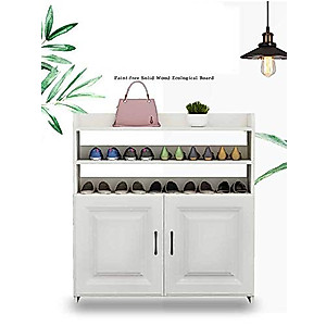 TFIIEXFL Shoe Rack Shelf Console Cabinet Simple Multi-Layer Large Capacity Shoe Cabinet Storage Cabinet Wooden Shoes (Color : Black)