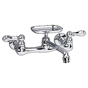American Standard 7295.152.002 Heritage Wall-Mount 5-5/8-Inch Swivel Spout Kitchen Faucet with Metal Lever Handles, Chrome
