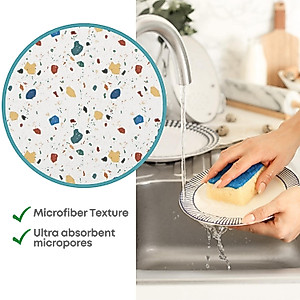 HAMUR Microfiber Dish Drying Mat 16x18 inch, Super absorbent dish draining mat for Kitchen Counter, Kitchen gadgets for easy clean multi-use