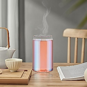 HUAHANGNA Cute Coffee Cups With Glass Straw 24OZ - Large Glass Drinking Jar, Bamboo Cups with Lids and Straws, Sublimation Glass Blanks, Boba Cup Ideal for Water, Juice, Beer, Smoothies…