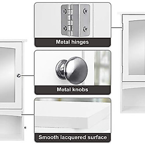 VASAGLE Mirror Cabinet, Bathroom Wall Storage Cabinet, Medicine Cabinet, Wooden, White UBBC21WT
