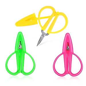 3 PCS Mini Scissors, Portable Travel Scissors Colorful Tiny Crochet Scissors Small Size Embroidery Scissors with Cover Pocket Scissors for Women Girls Scrapbooking Sewing Crafting, 2.56 x 1.65 Inch